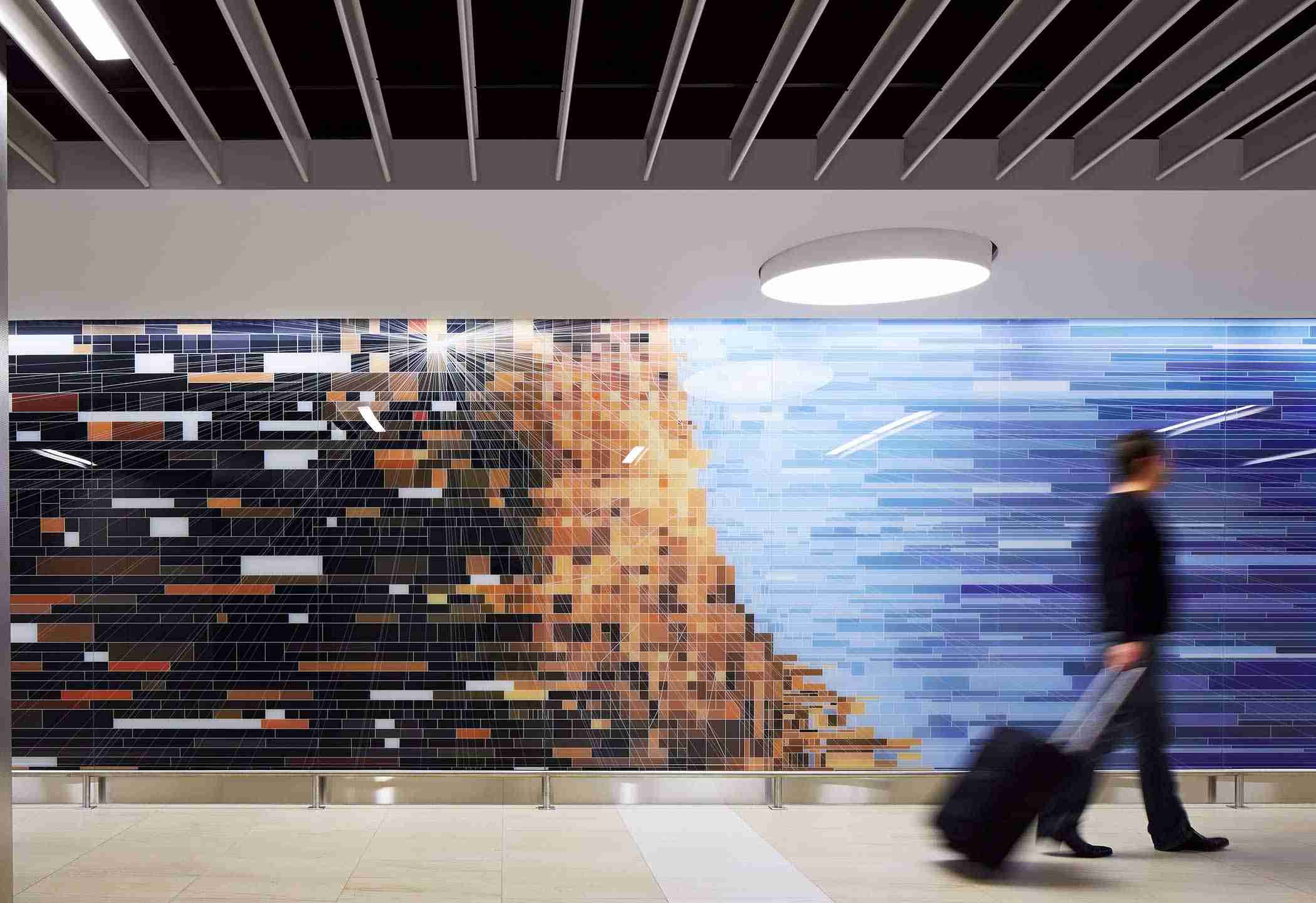 Chicago Ohare Airport Wall Cladding Goldray Glass